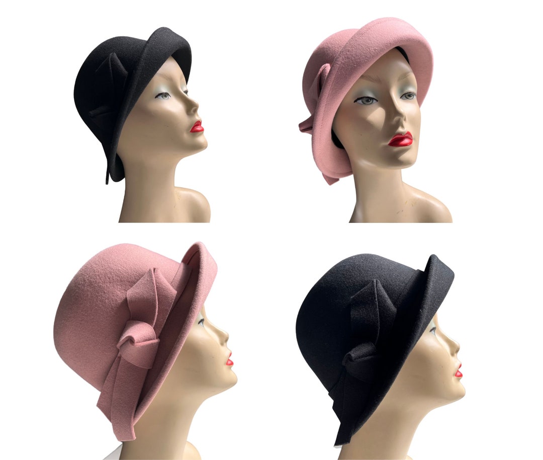 Women Wool Felt Vintage Cloche Hat, Timeless Elegance Women's Vintage ...