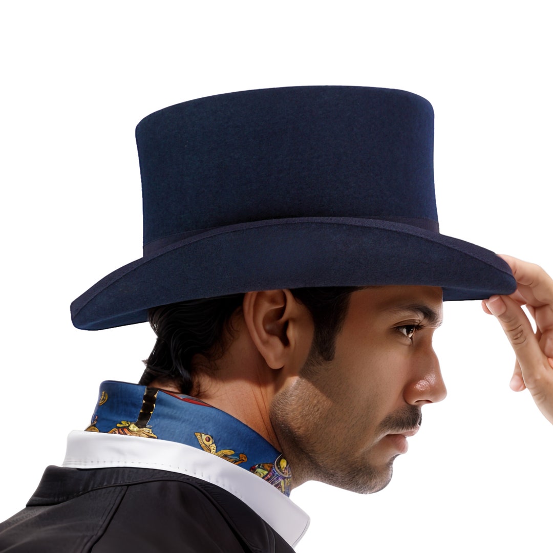 Navy Blue Top Hat Elegant Formalwear Accessory for Men & Women Premium ...