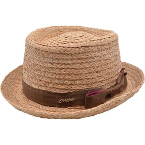 Classic Unisex Straw Pork Pie Hat With UV Protection Raffia Pork Pie ...