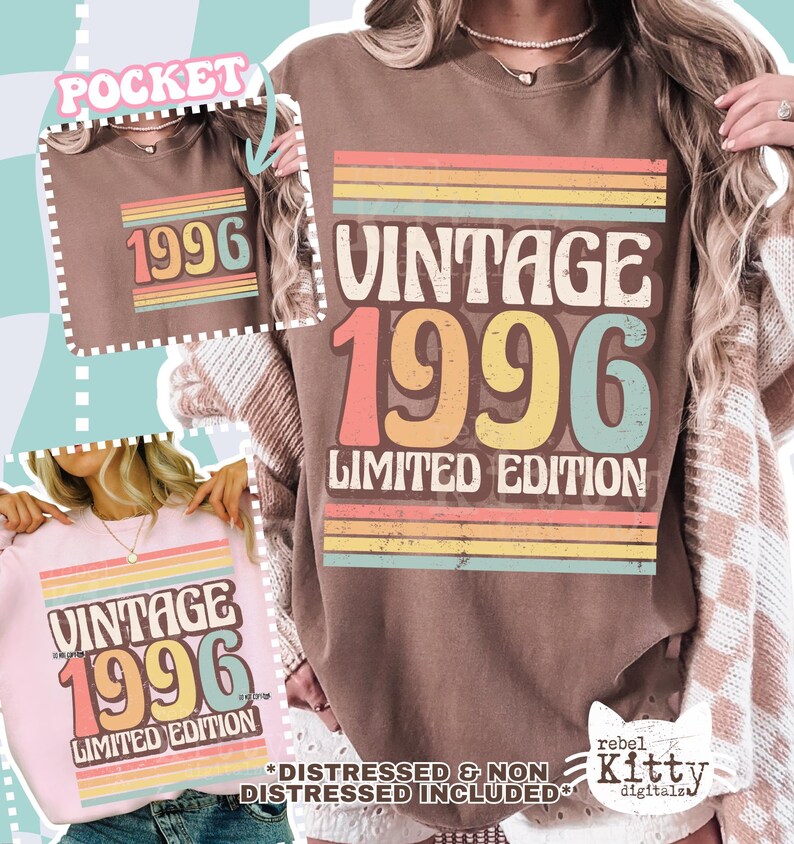 Vintage 1996 Limited Edition PNG | SVG | 1996 Birthday | 29th Birthday ...