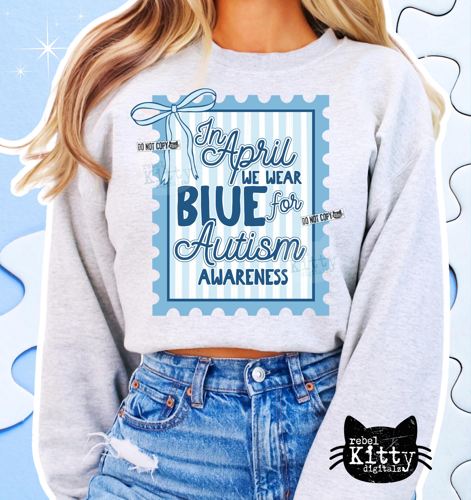 In April We Wear Blue PNG | Autism Awareness | Asd | Postage Stamp ...