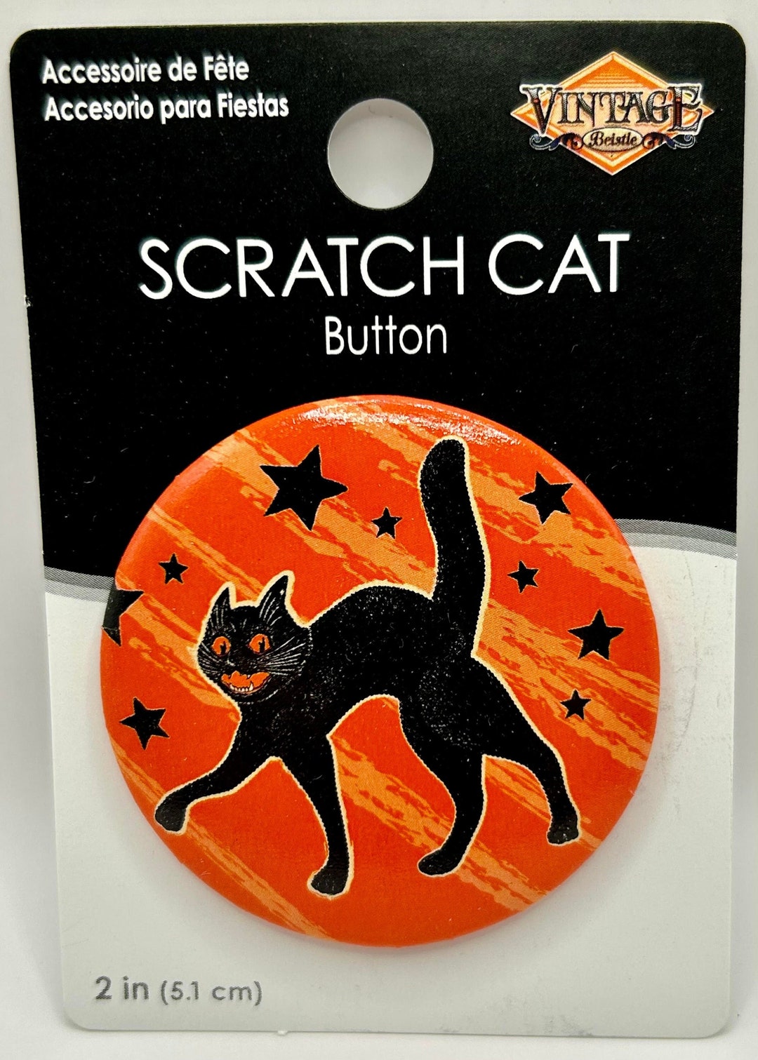 Beistle Halloween_ 2" Button_ Pin_ Pin Back_ Scratch Cat_ Oh What Fun ...