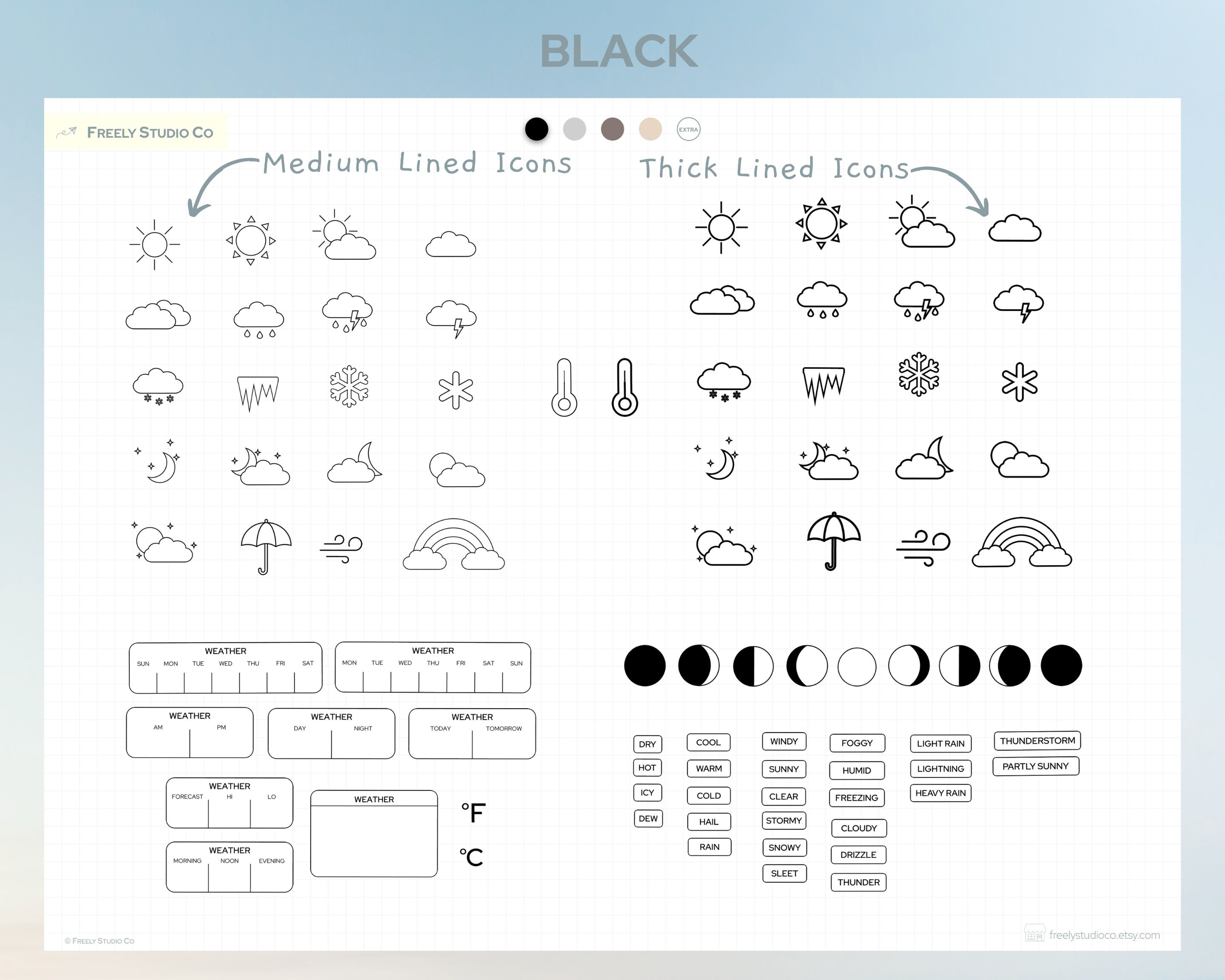 Weather Digital Stickers for Digital Planners, Goodnotes Stickers ...