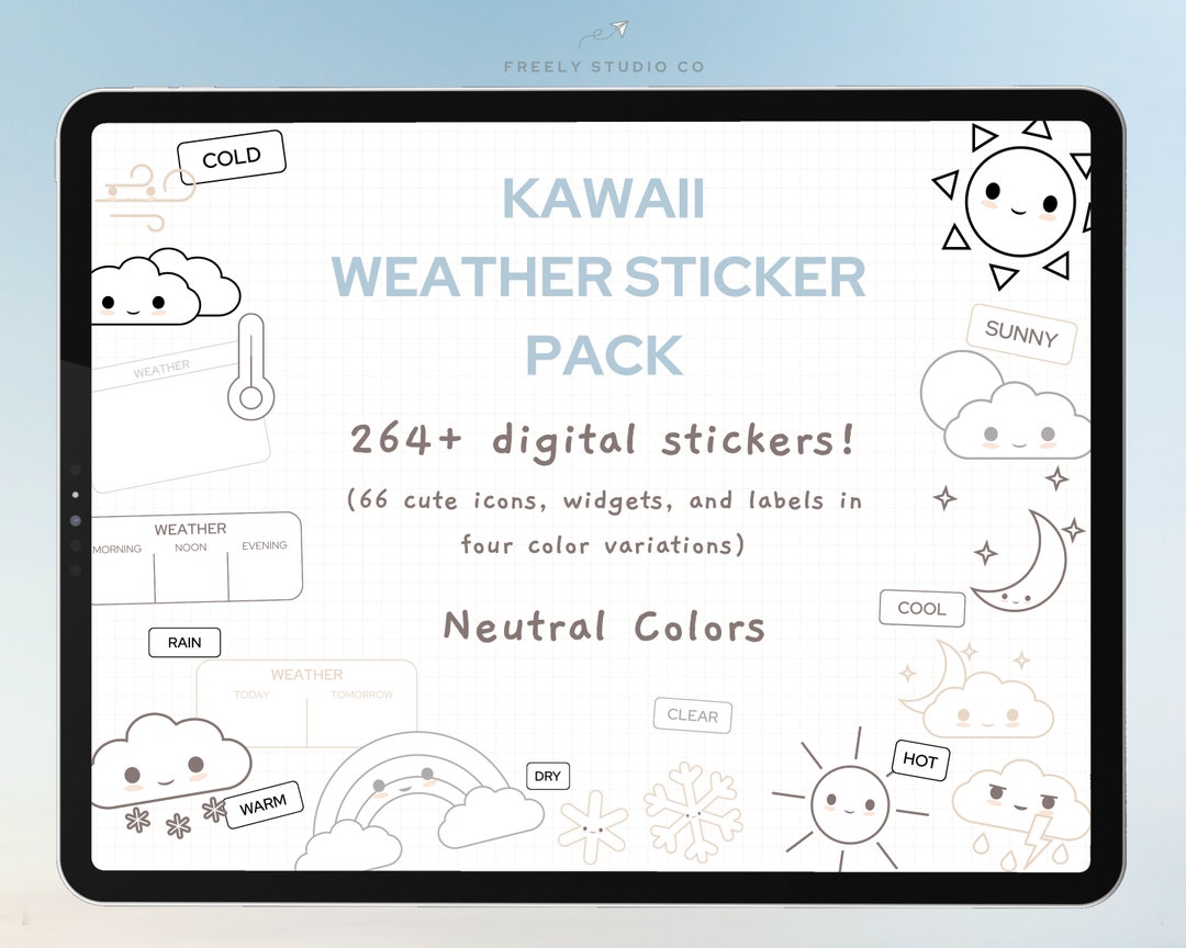 Kawaii Weather Digital Stickers for Digital Planners, Goodnotes, Icons ...