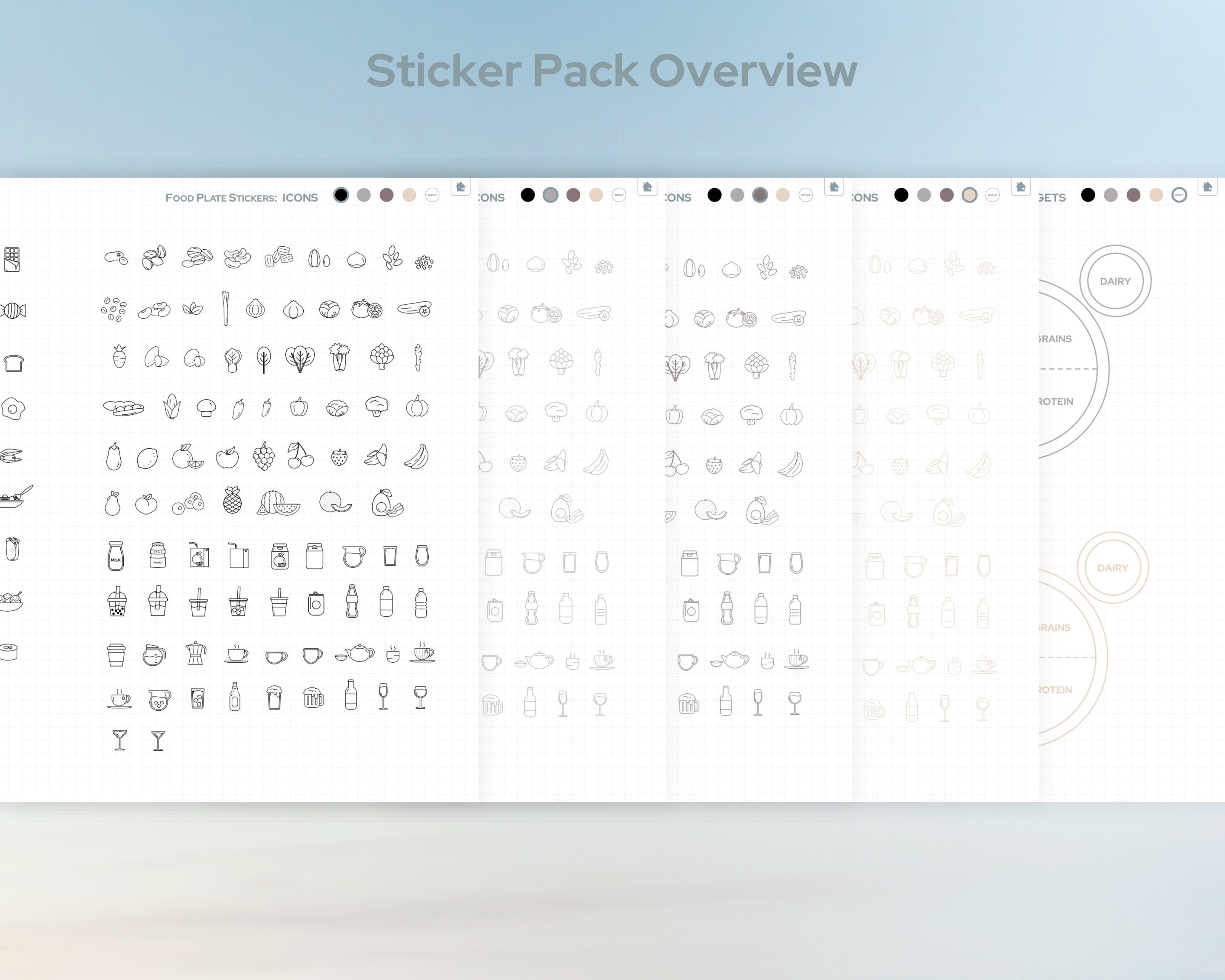 Food Icon Sticker Pack for Digital Planners, Food & Drink Icons, Coffee ...
