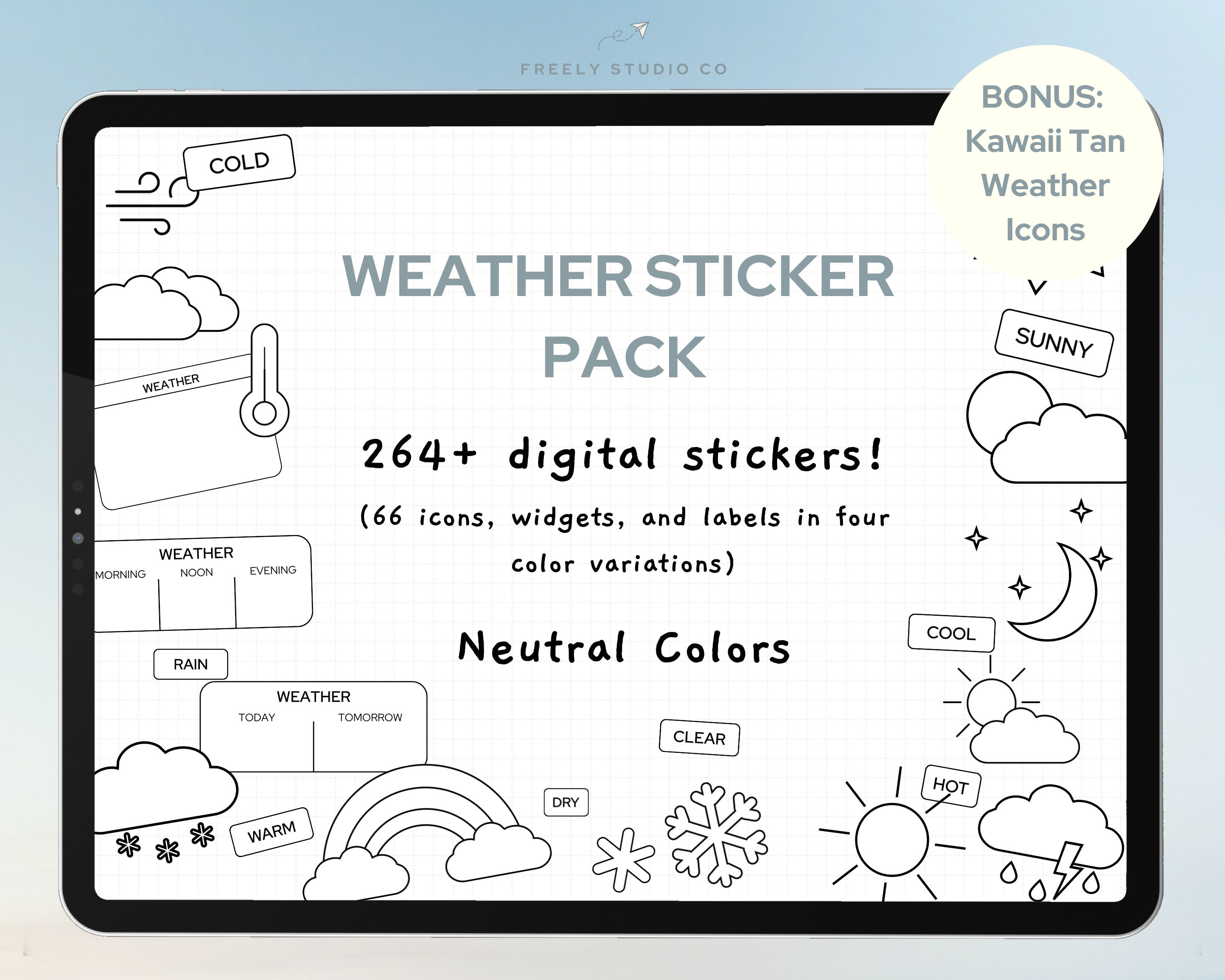 Weather Digital Stickers for Digital Planners, Goodnotes Stickers ...