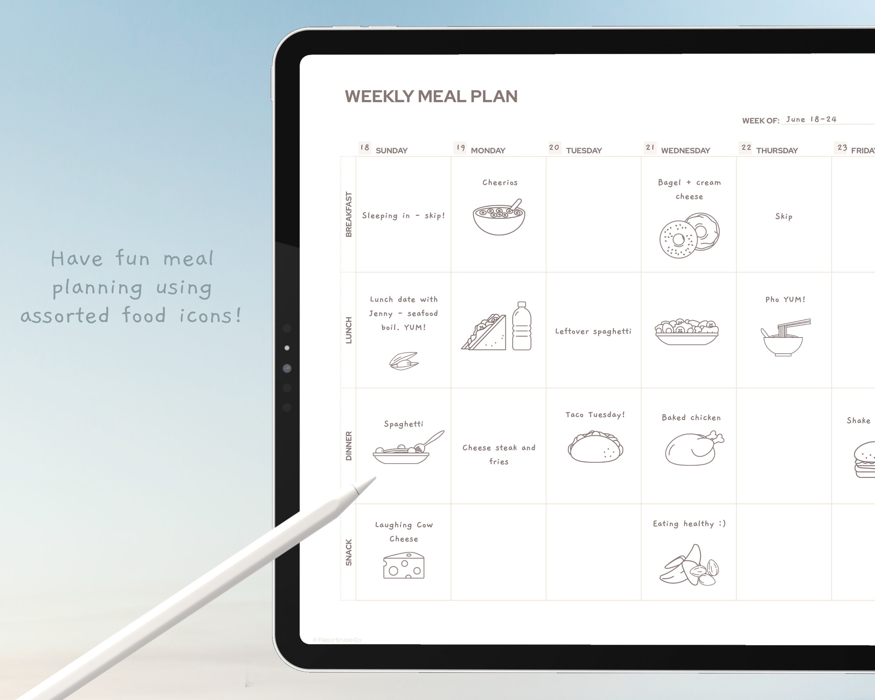 Food Icon Sticker Pack for Digital Planners, Food & Drink Icons, Coffee ...