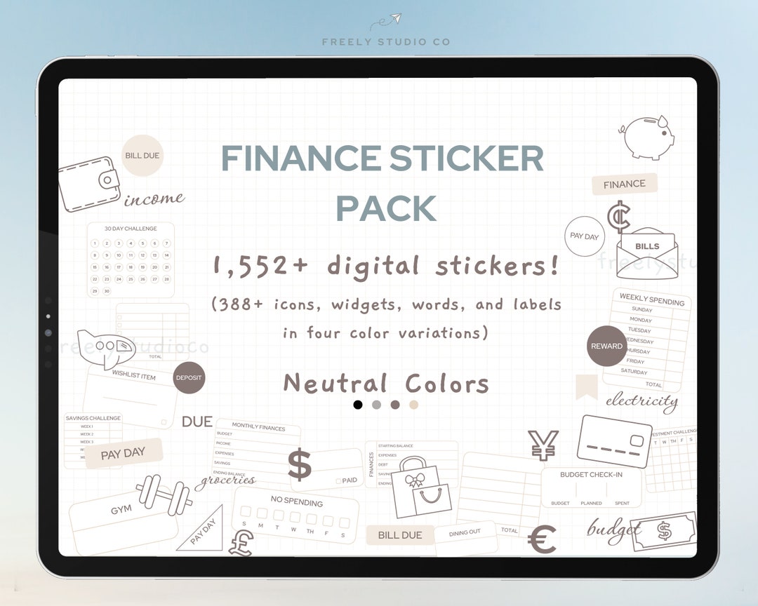 Finance Digital Sticker Pack for Digital Planners, Goodnotes Stickers ...