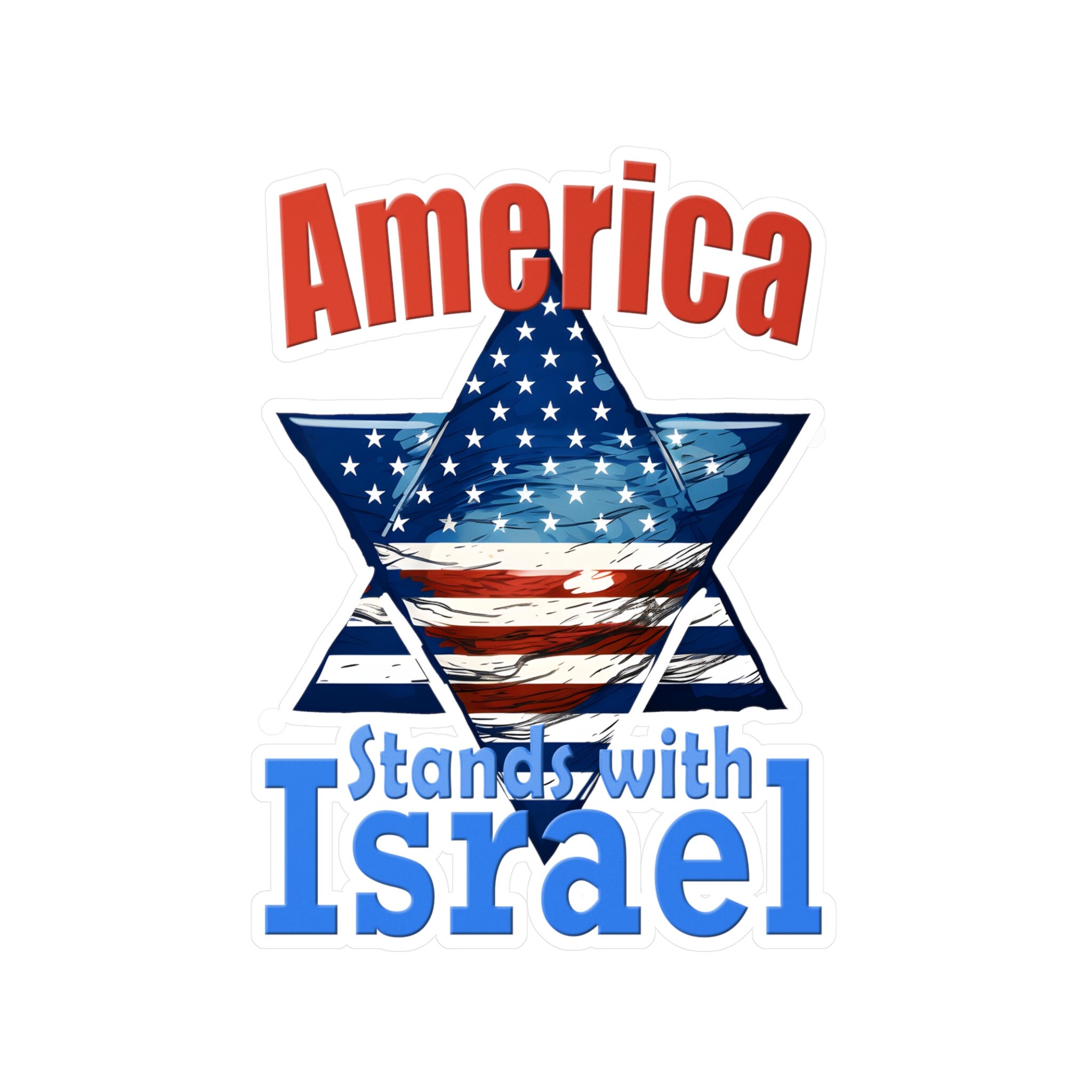 America Stands With Israel Vinyl Decal, Patriotic Blended Flags, Star ...