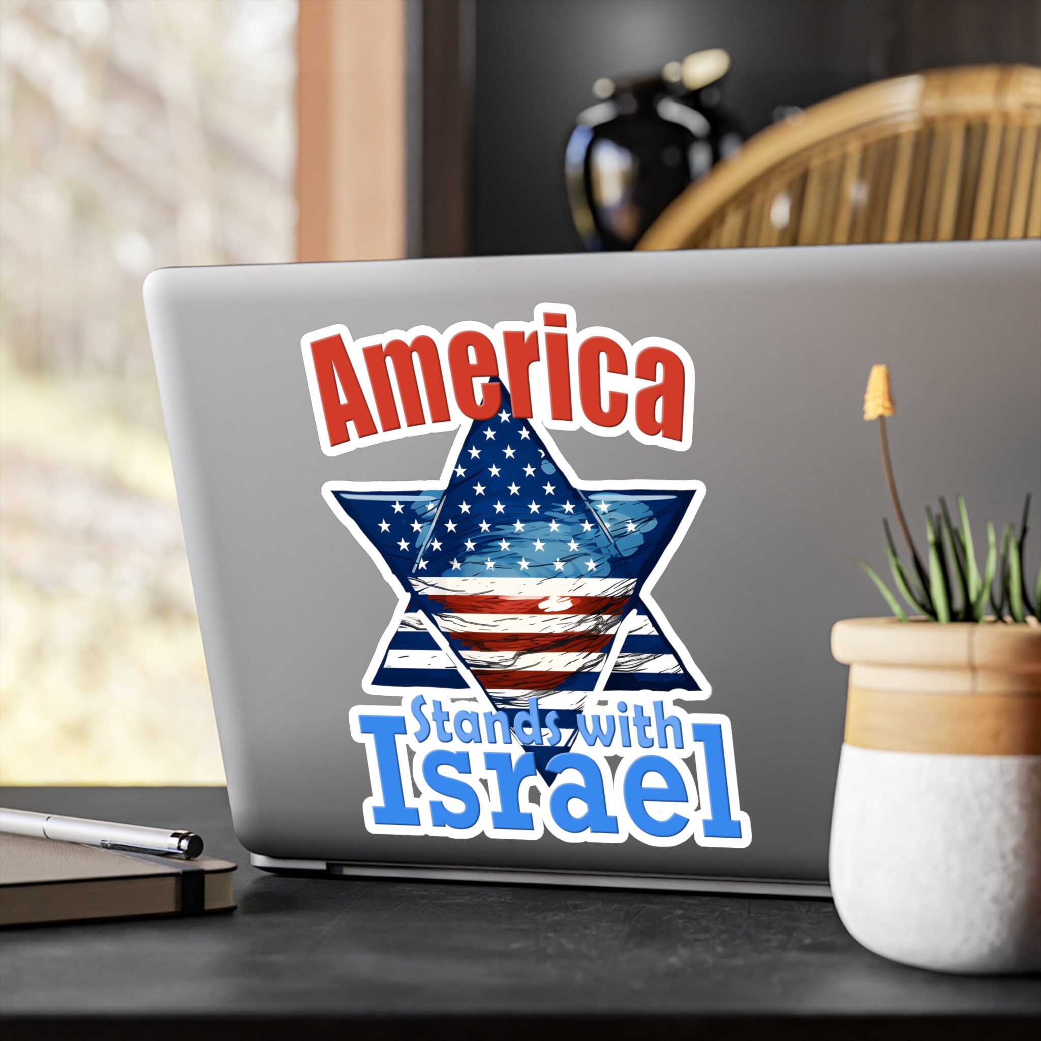 America Stands With Israel Vinyl Decal, Patriotic Blended Flags, Star ...