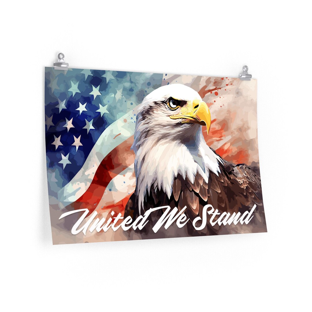 Wings of Unity Watercolor American Flag and Bald Eagle Poster - Etsy
