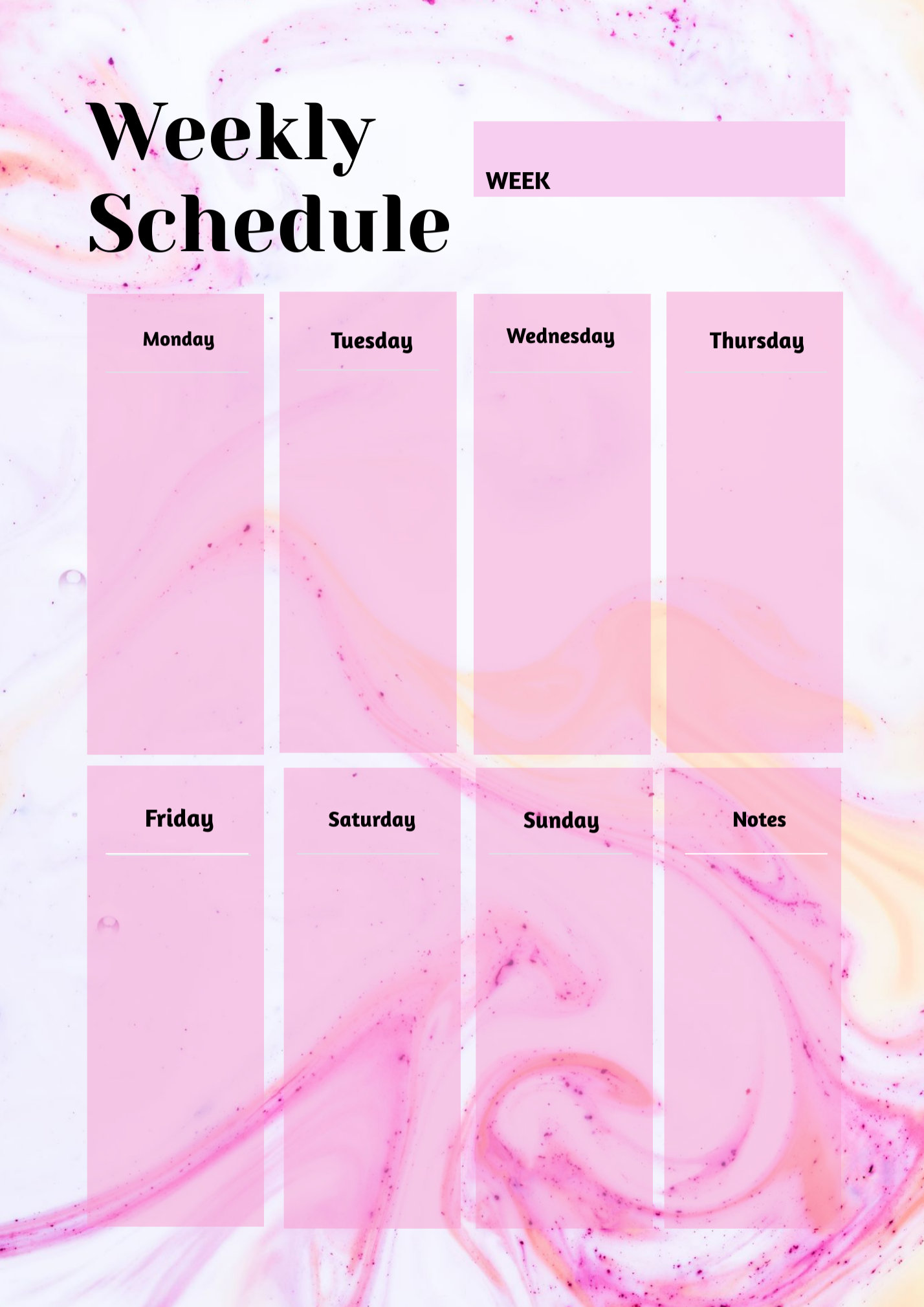 Pretty in Pink Weekly Planner Template - Etsy