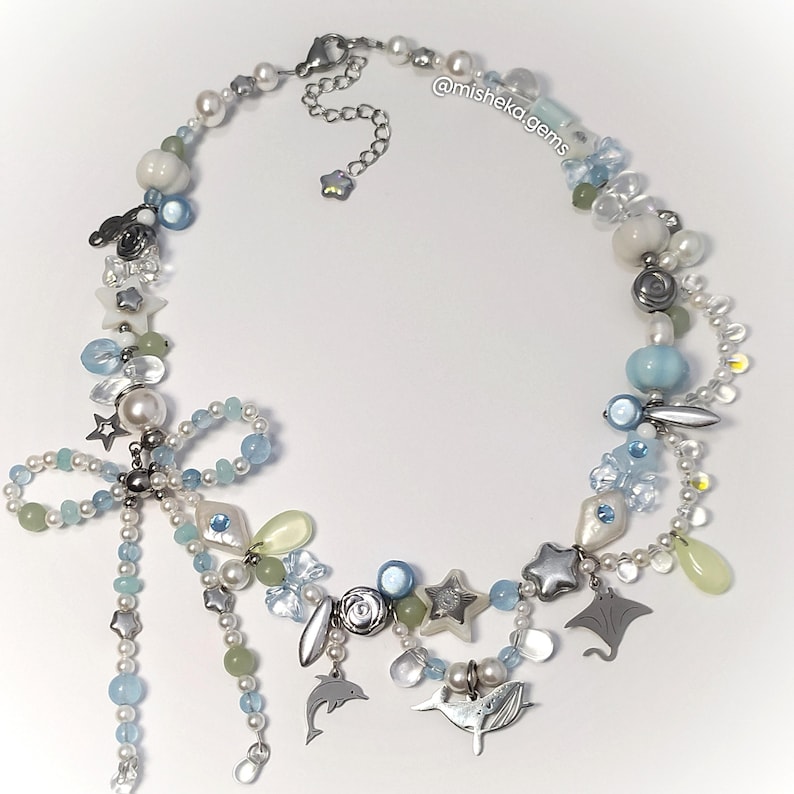 Seacore Aesthetic Necklace Stainless Steel Handmade Beaded Ocean Sea ...