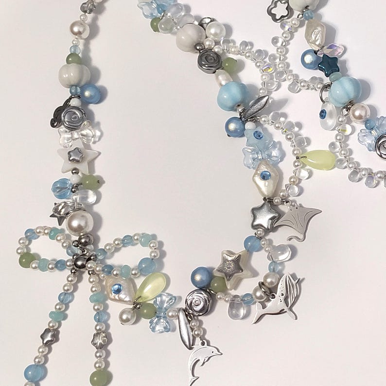 Seacore Aesthetic Necklace Stainless Steel Handmade Beaded Ocean Sea ...