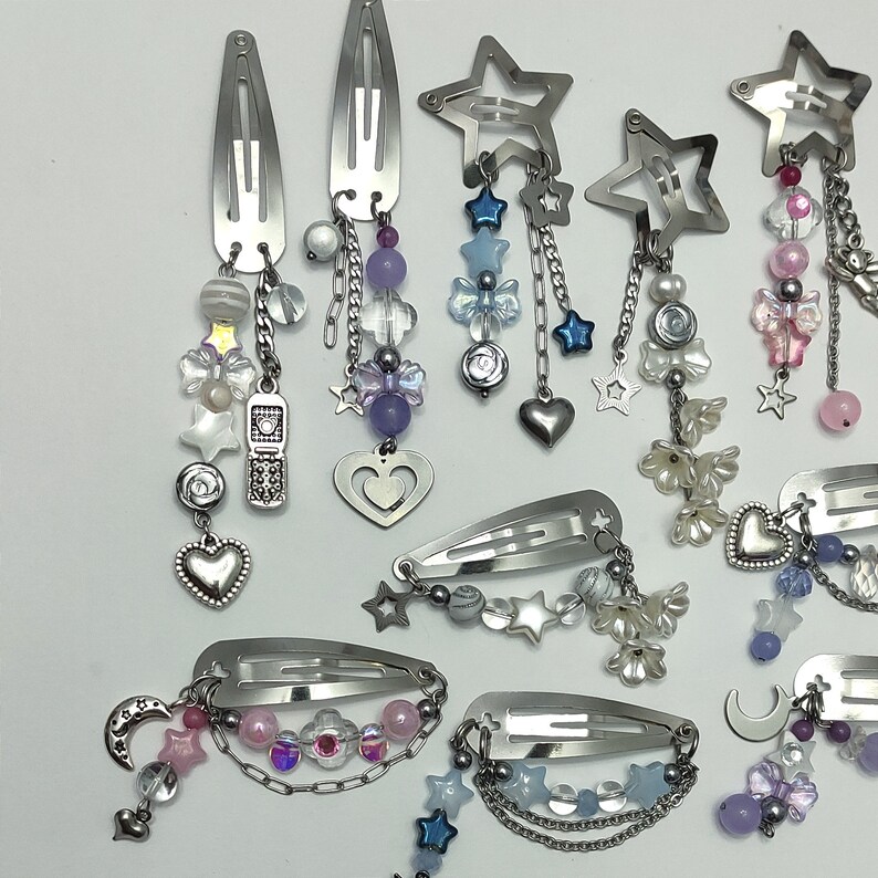 Hairclips 2 / Handmade Aesthetic Cute Beaded Clips Pastel - Etsy