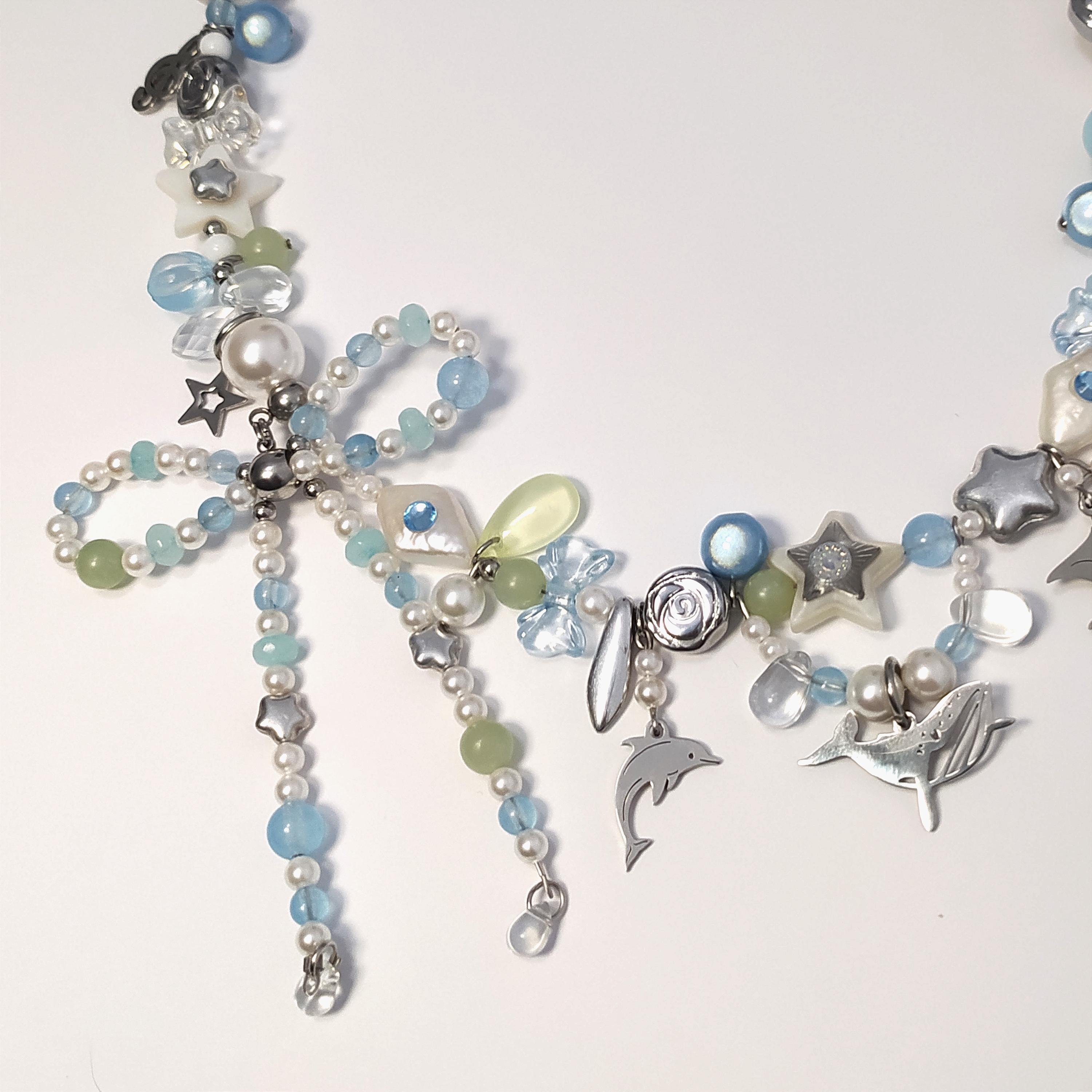 Seacore Aesthetic Necklace Stainless Steel Handmade Beaded Ocean Sea ...