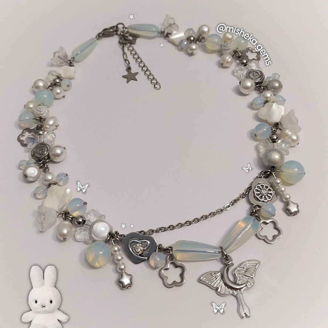 Adelaide // Handmade Beaded Aesthetic Kawaii Opal Stainless Steel Alt ...