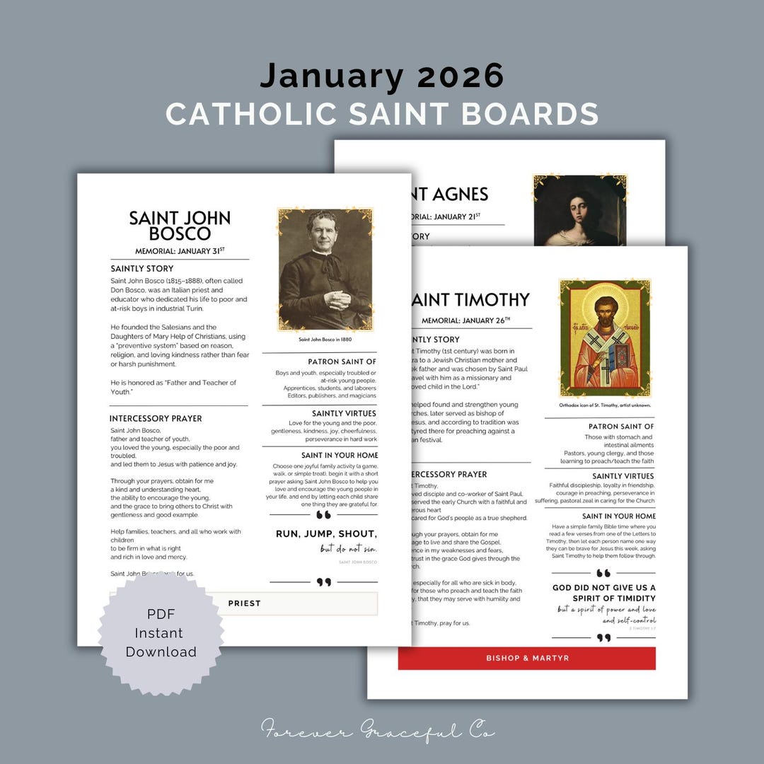 Catholic January Saints Bundle 2026 Printable - Etsy