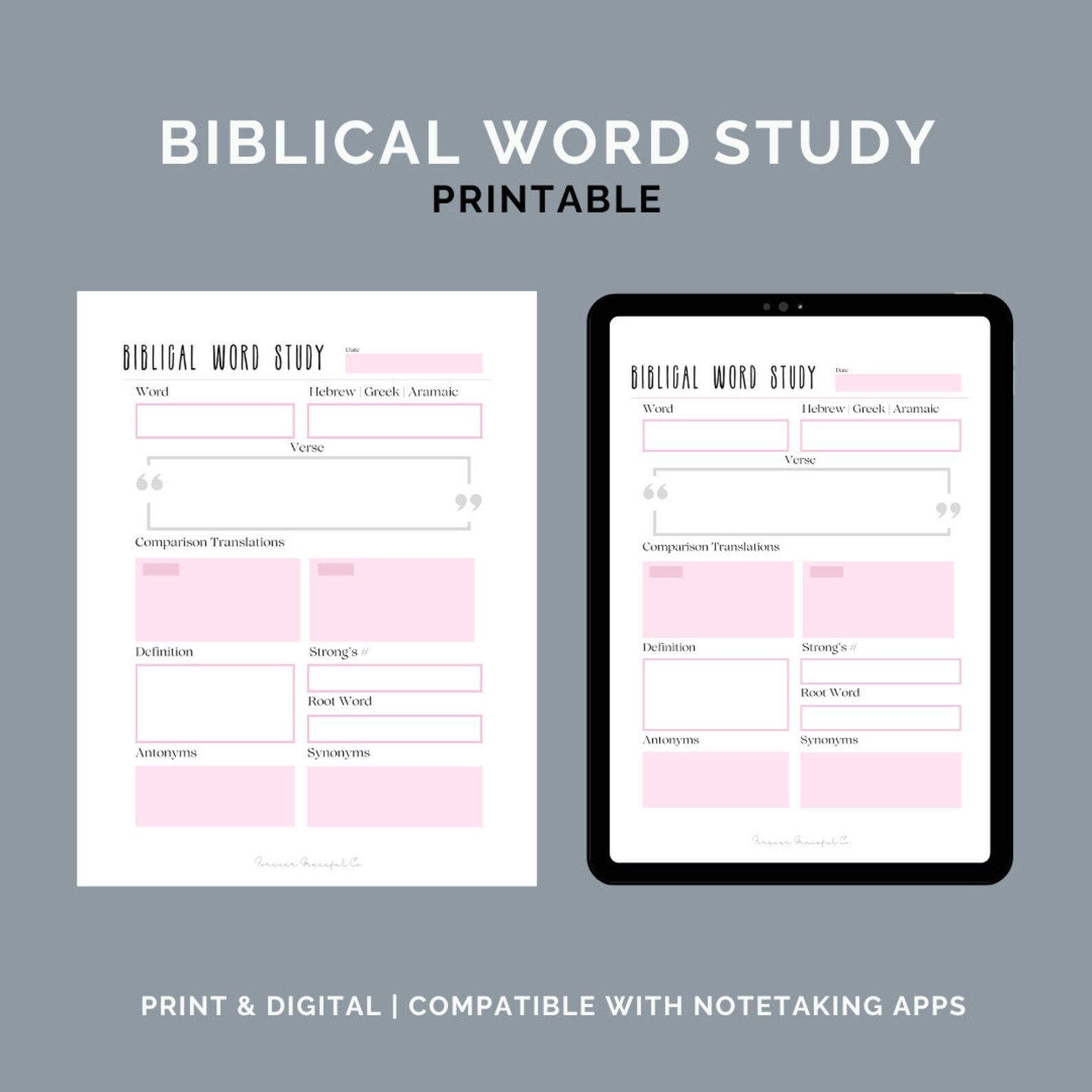 Biblical Word Study Printable Template - Etsy