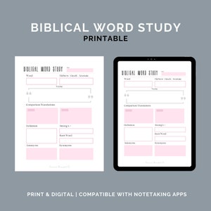Biblical Word Study Printable Template - Etsy