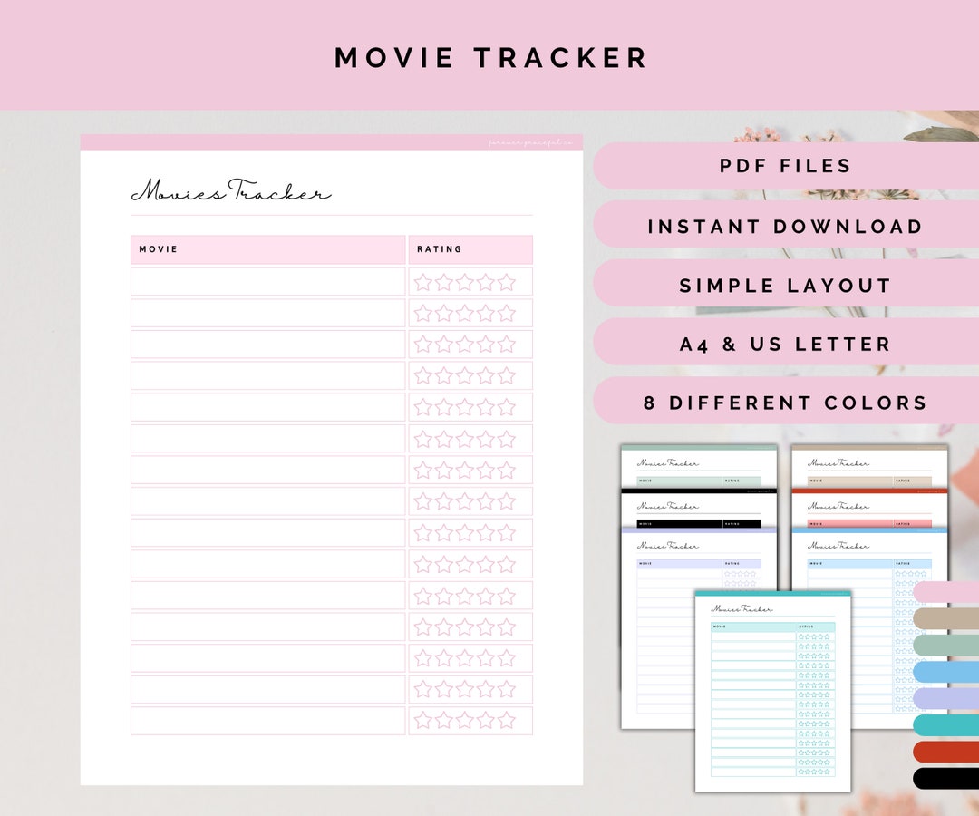 Movie Tracker Printable Download - Etsy