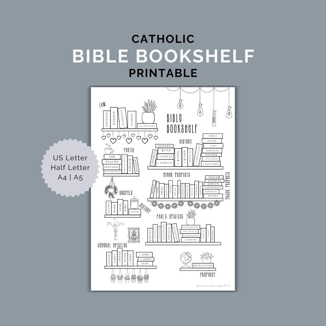 CATHOLIC Bible Bookshelf Tracker Printable Template - Etsy