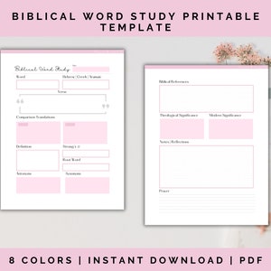 Biblical Word Study Printable Template - Etsy