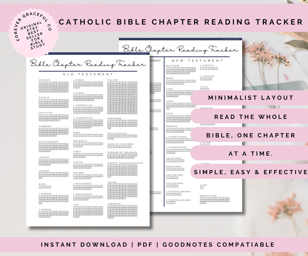 CATHOLIC Bible Chapter Tracker Printable Template - Etsy