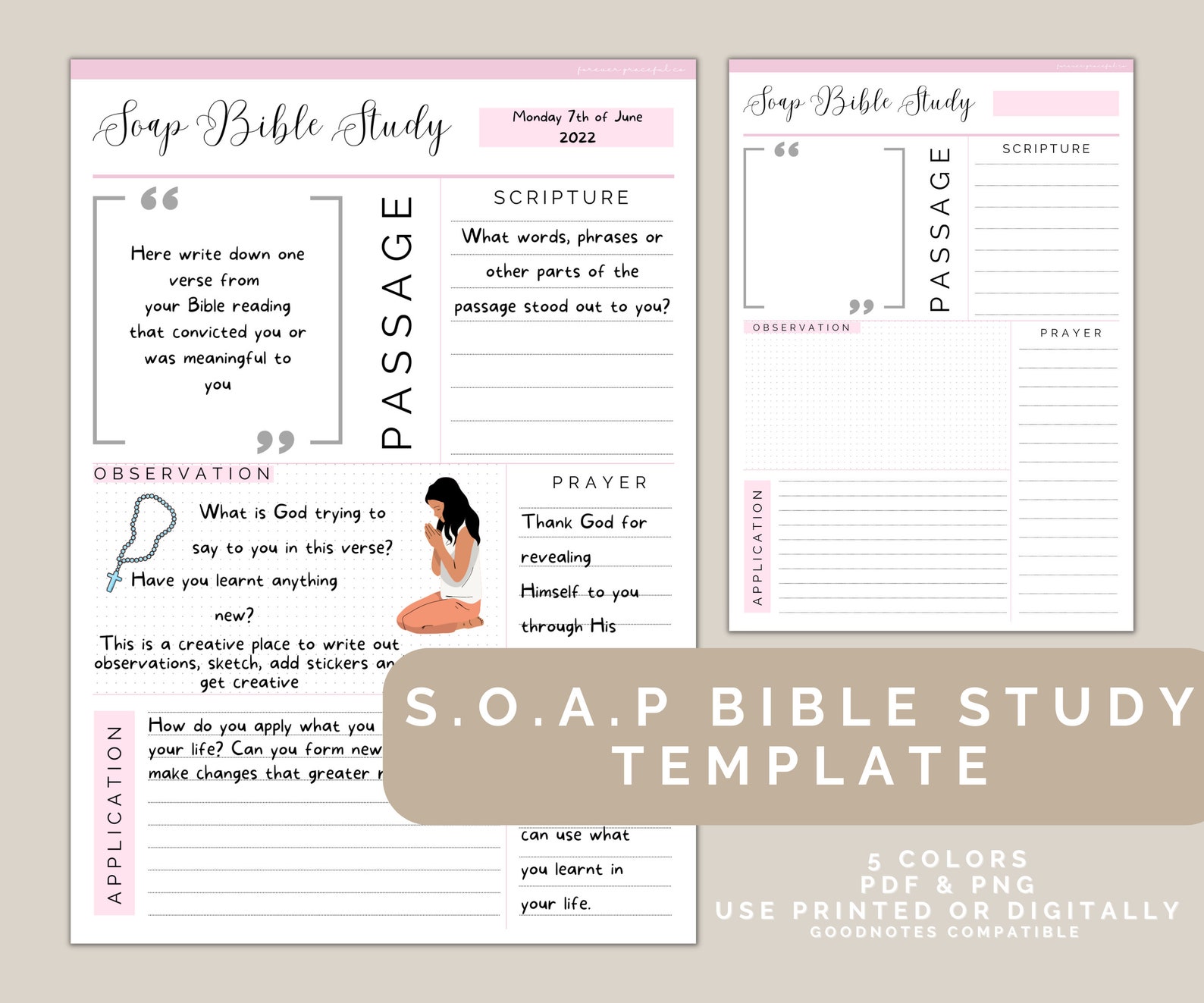 SOAP Bible Study Printable Template. - Etsy