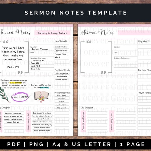 Pink Sermon Notes Printable Digital Download Church Notes - Etsy