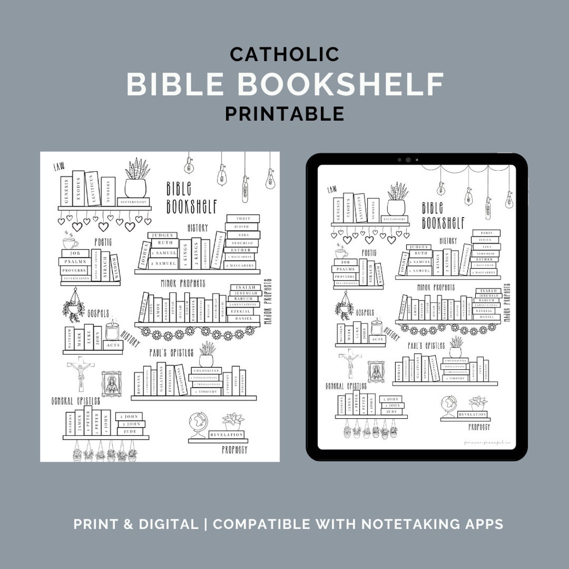 CATHOLIC Bible Bookshelf Tracker Printable Template - Etsy
