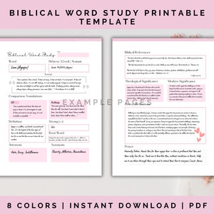 Biblical Word Study Printable Template - Etsy
