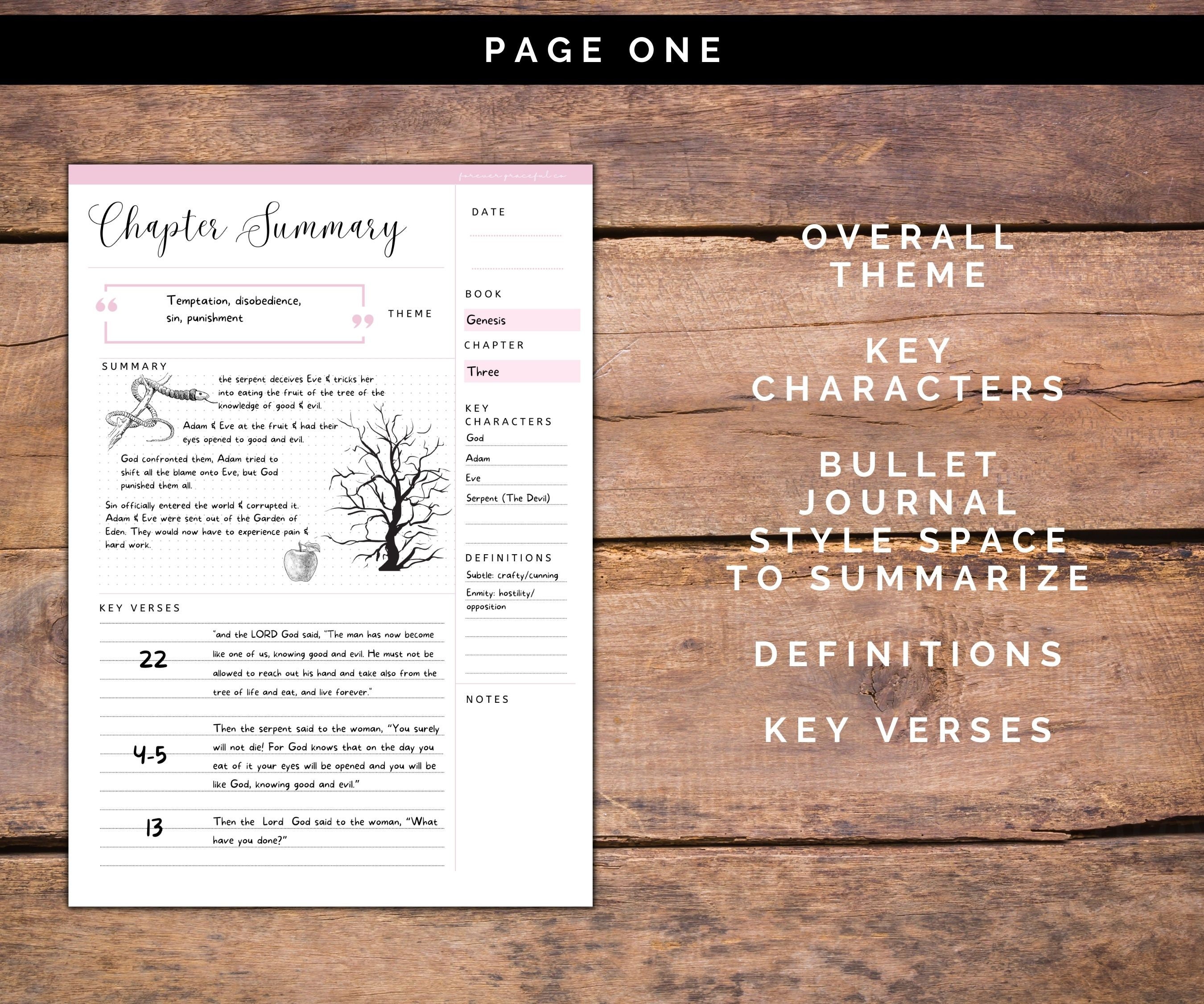 Bible Chapter Summary Printable Template - Etsy Canada