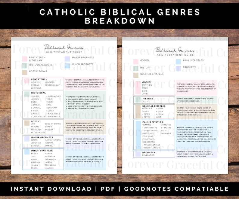 CATHOLIC Bible Genres Breakdown Printable Template - Etsy