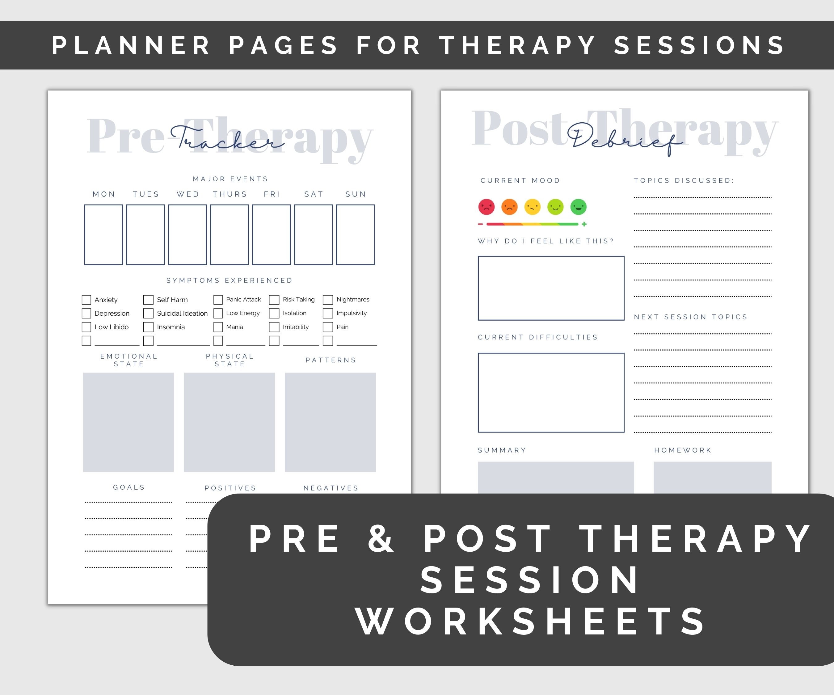 Pre-therapy & Post-therapy Printable Worksheets - Etsy UK