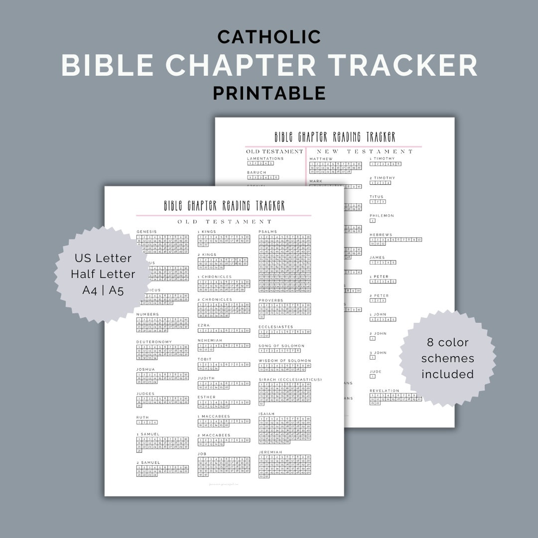 CATHOLIC Bible Chapter Tracker Printable Template - Etsy