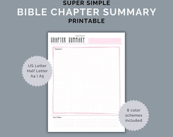Bible Chapter Summary Template, Printable Bible Chapter Summary, Bible ...