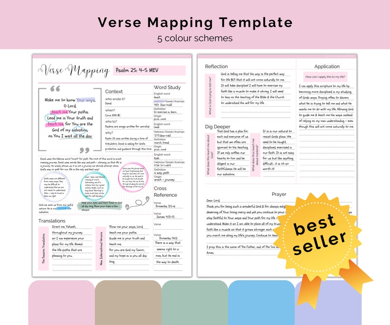 Bible Verse Mapping Printable Template. Verse Study Printable. - Etsy