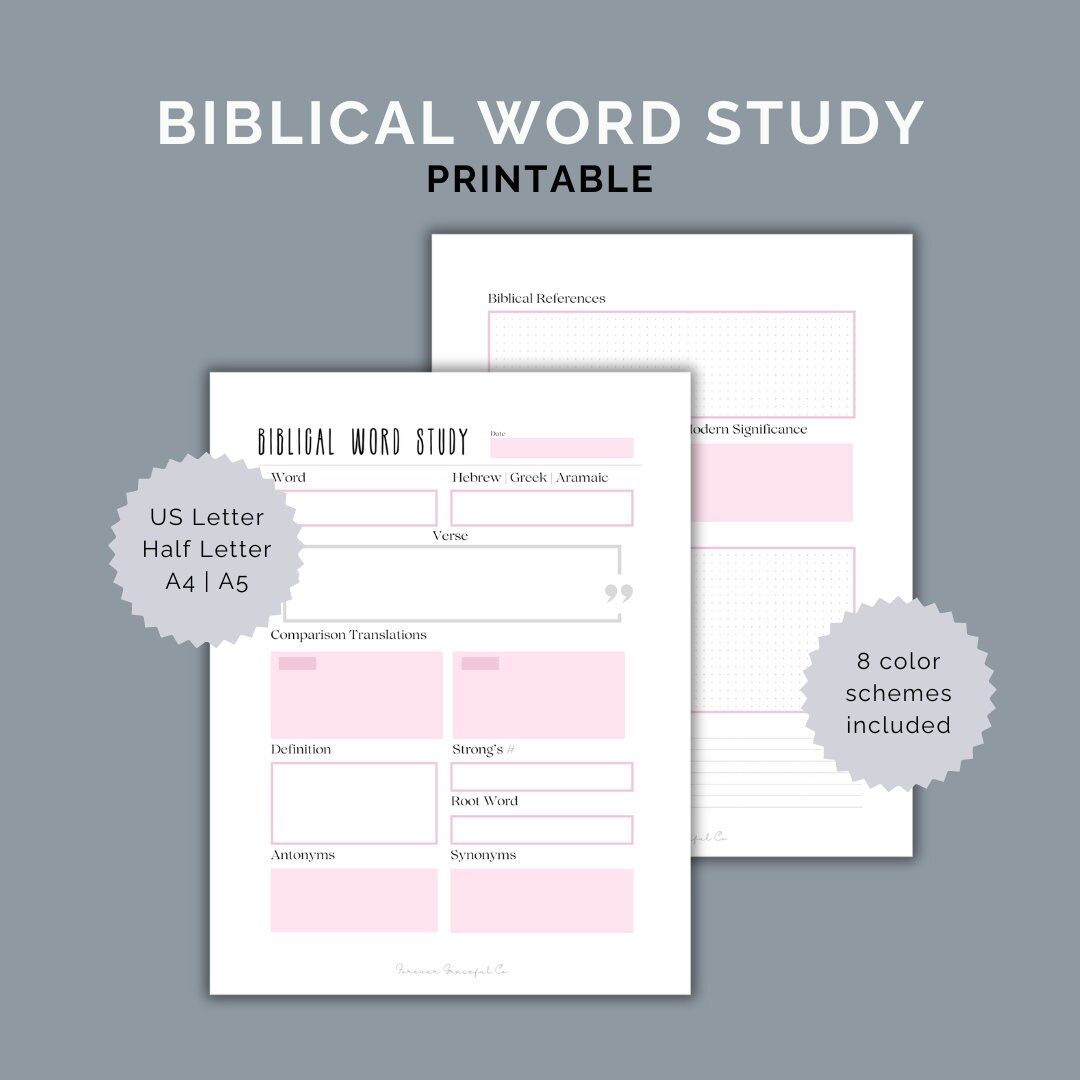 Biblical Word Study Printable Template - Etsy