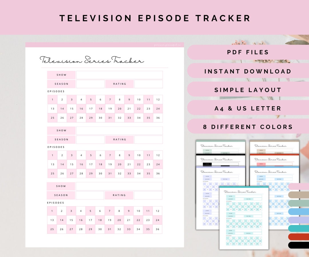 Television Episode Tracker Printable Download - Etsy