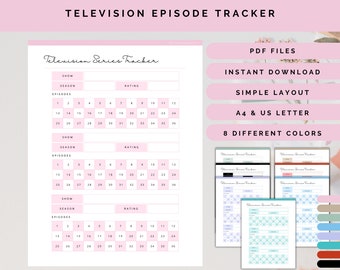TV Series Episode Tracker Printable, Episode Tracker Printable, Episode ...
