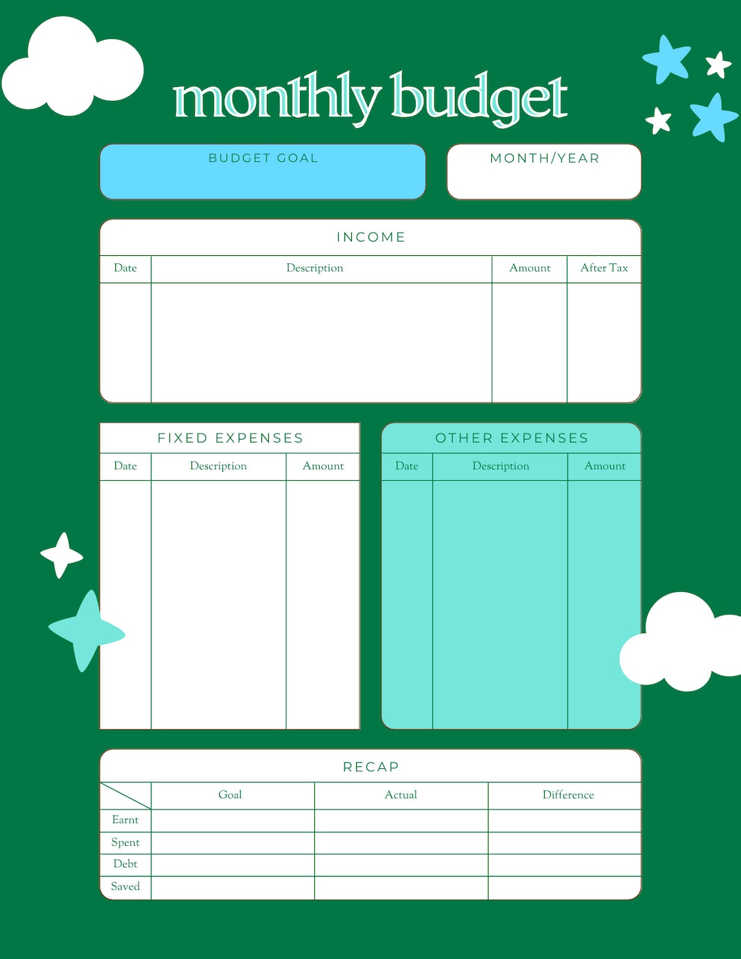 Monthly Financial Planning Template; Monthly Financial Planning ...