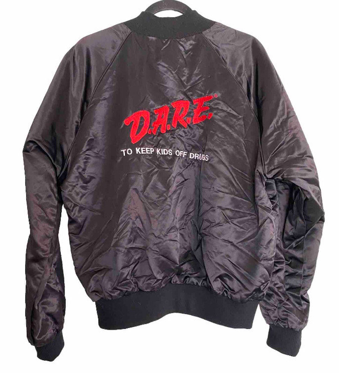 Vintage DARE Embroidered Satin Bomber Full Zip Jacket Made in USA - Etsy