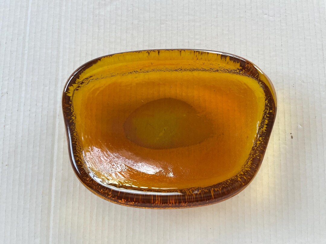 Vintage Blenko Glass Amber Amoeba Free Form Trinket Dish Ash Tray - Etsy