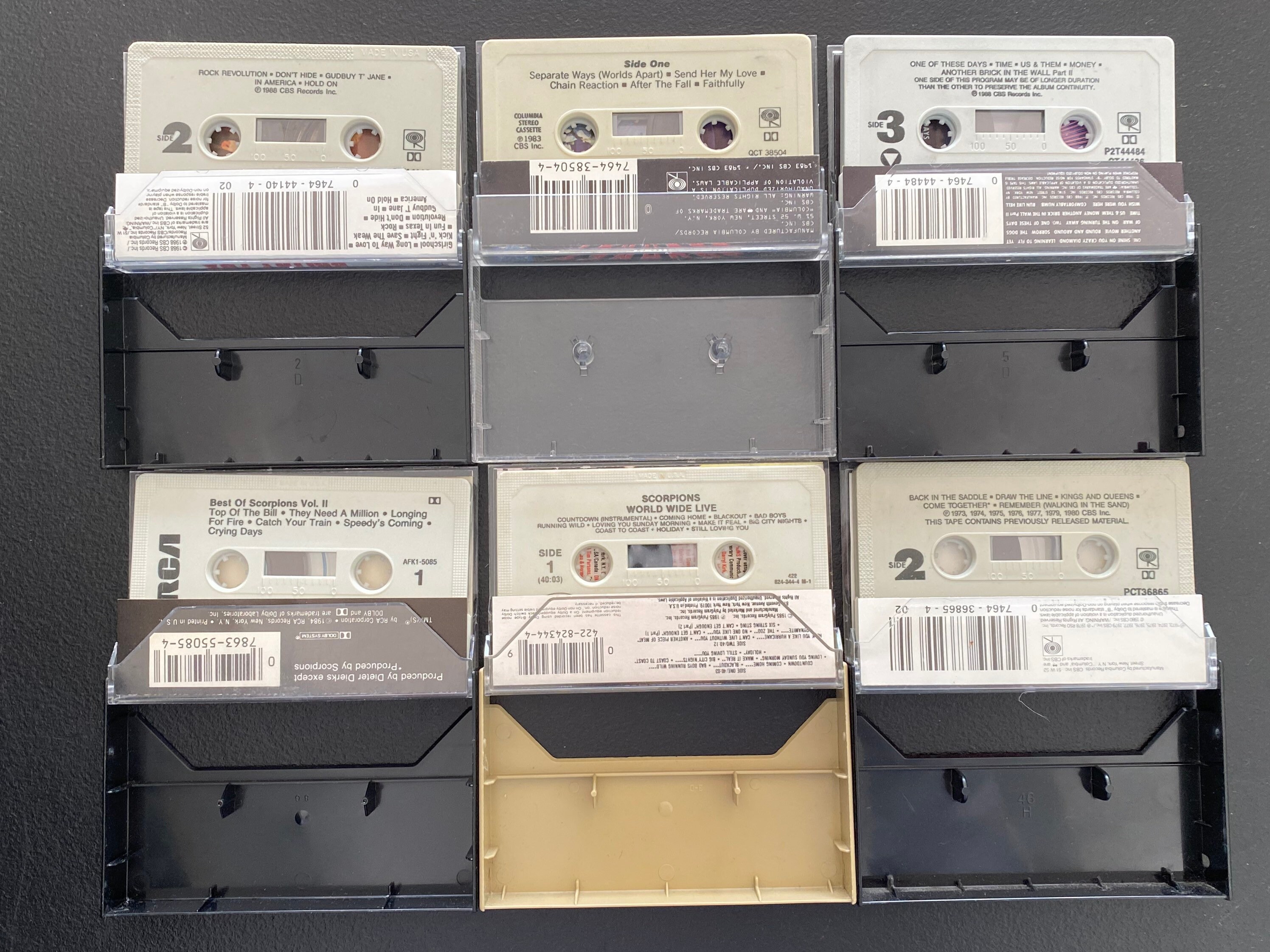 Lot of 6 Rock Cassettes Scorpions, Britny Fox, Frontiers, Pink Floyd ...