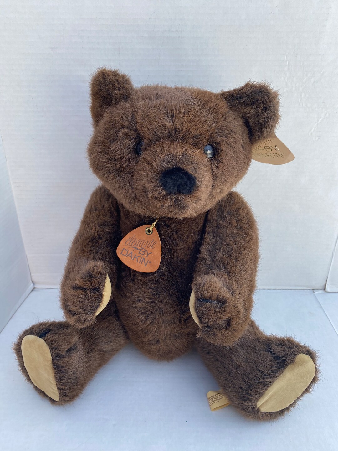 Vintage 1983 Elegante by Dakin Brown Jointed Teddy Bear With Leather ...