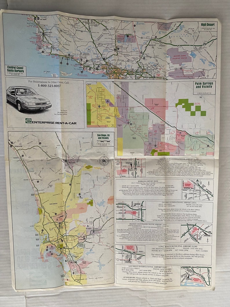 Vintage Enterprise Road Map of Southern California 1993 - Etsy