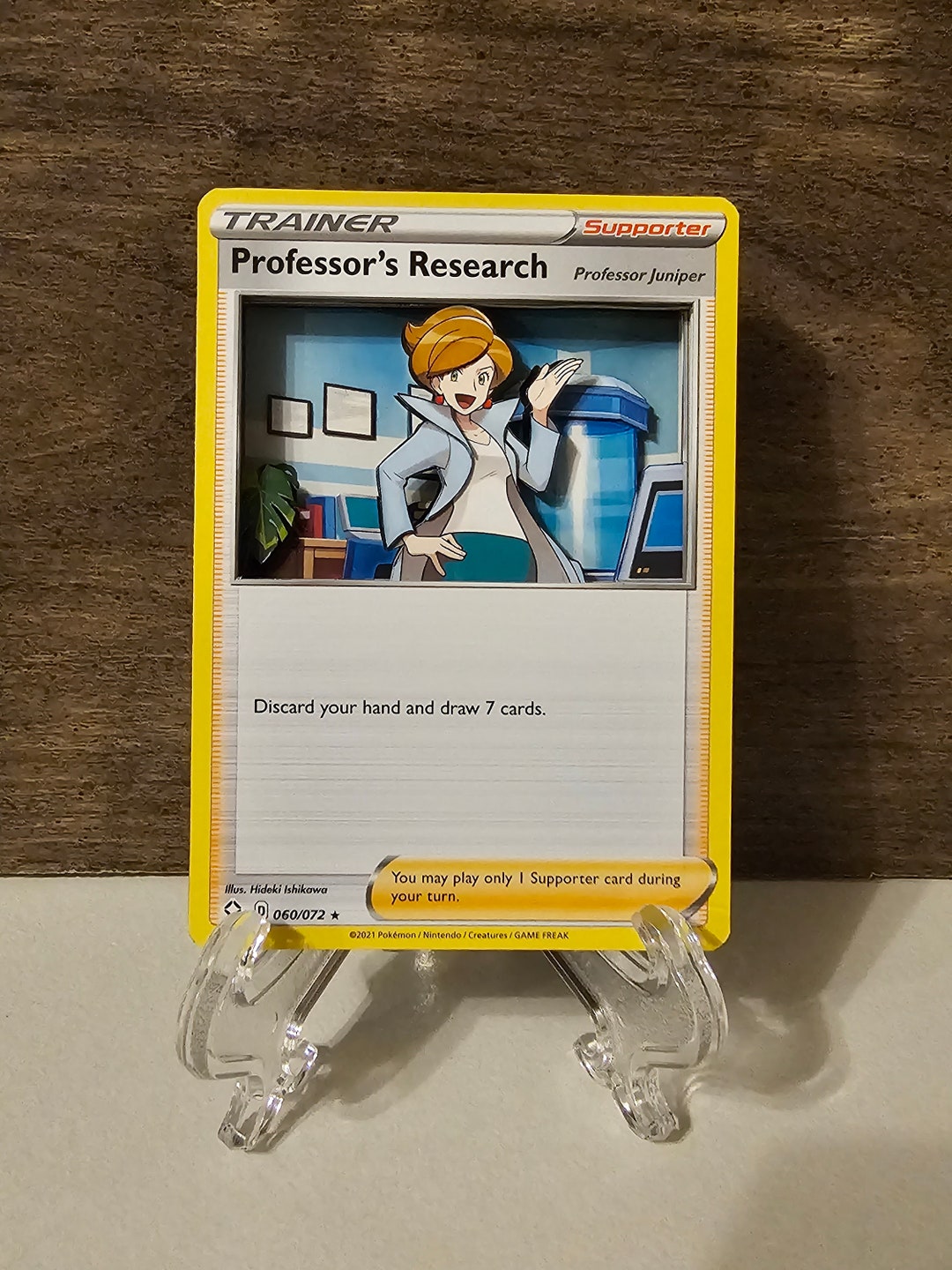 Custom Pokemon TCG 3D Card - Professor's Reasearch (juniper) - Etsy