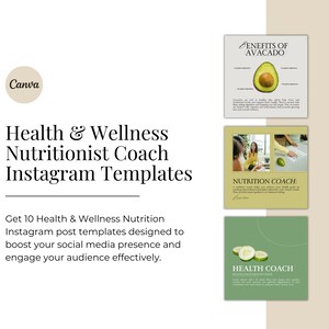 10 Health & Wellness Instagram Templates for Nutritionists Health Coach ...
