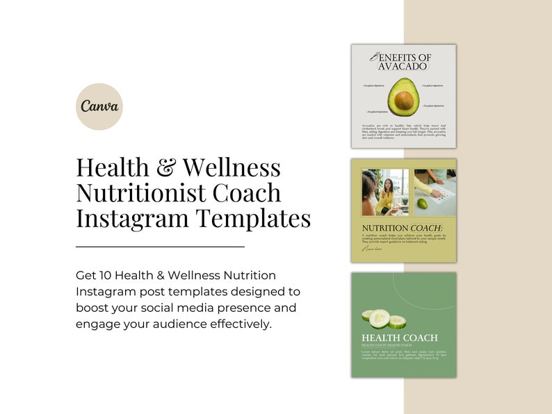 10 Health & Wellness Instagram Templates for Nutritionists Health Coach ...